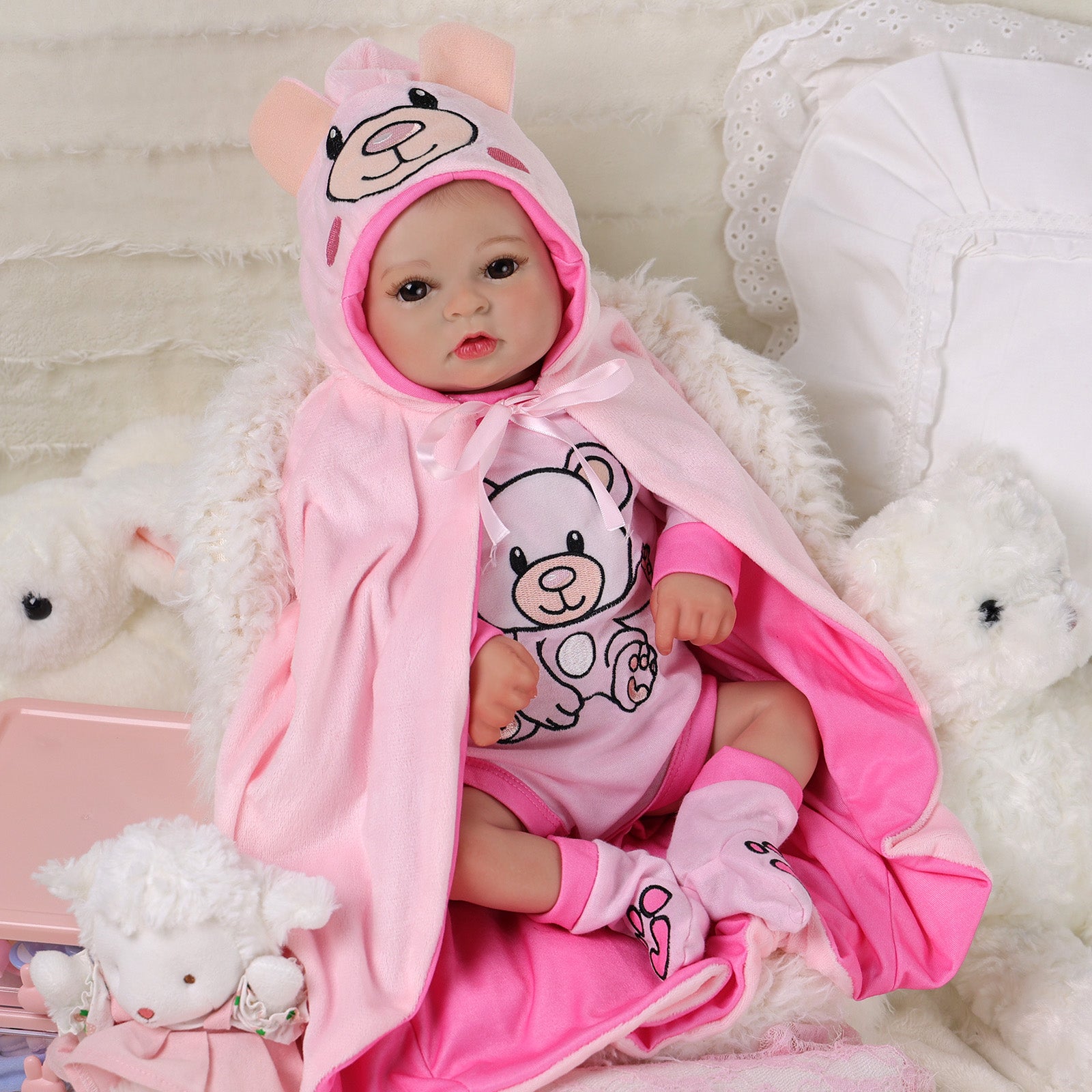 Babeside Nelly 20'' Realistic Reborn Baby Doll Awake Girl Lovely Pink